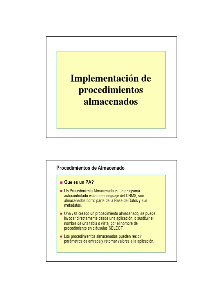 Procedimiento Almacenado | PDF | SQL | Bases de datos