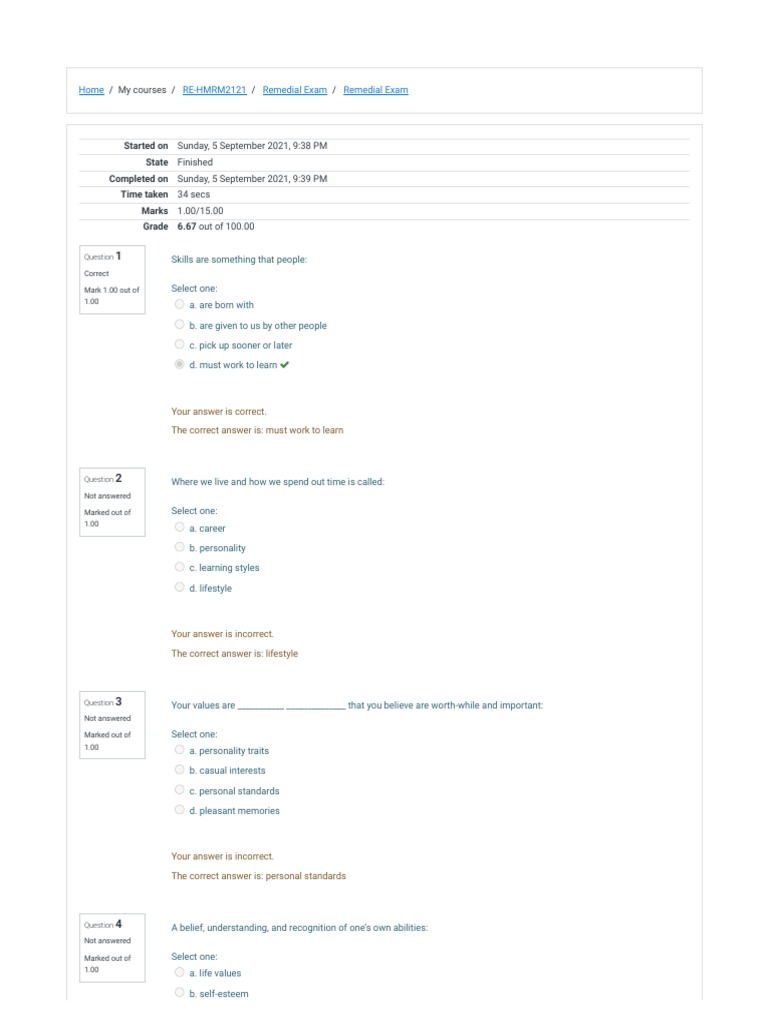 Remedial Exam Overview and Results | PDF | Self Concept | Test (Assessment)