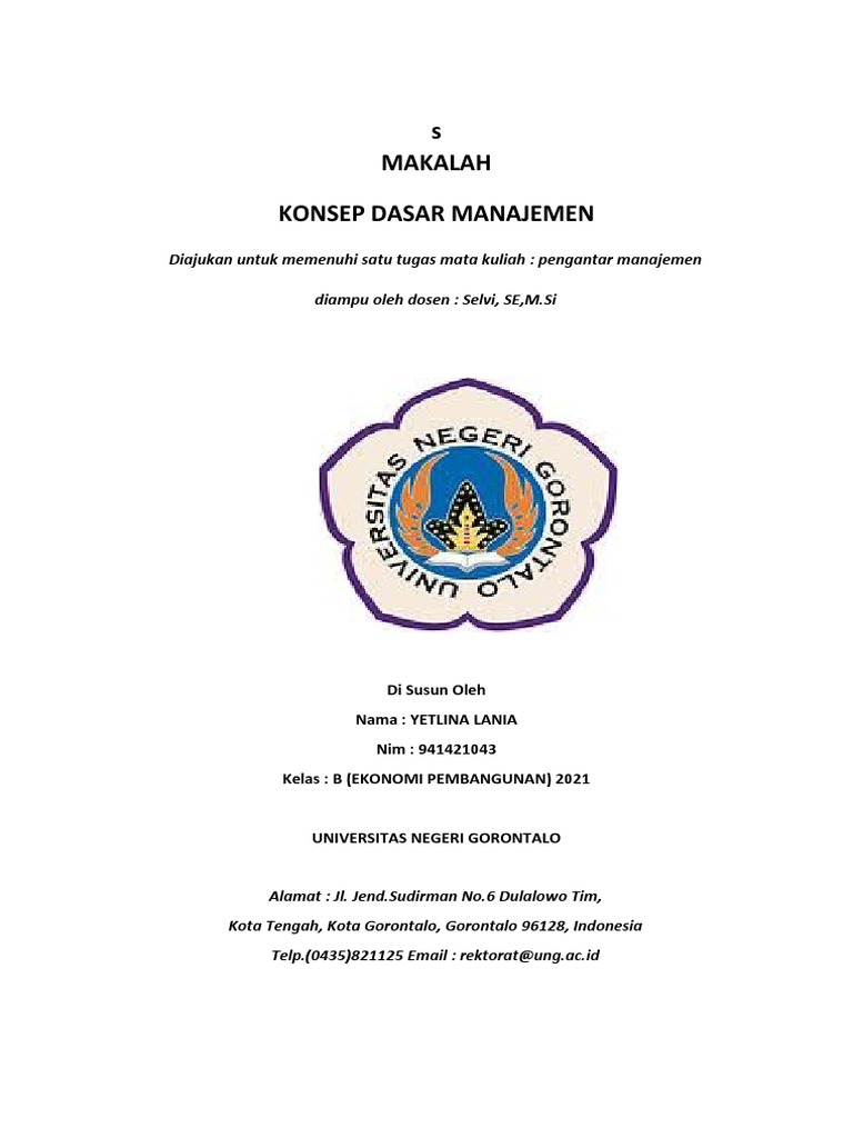 Konsep Dasar Manajemen | PDF