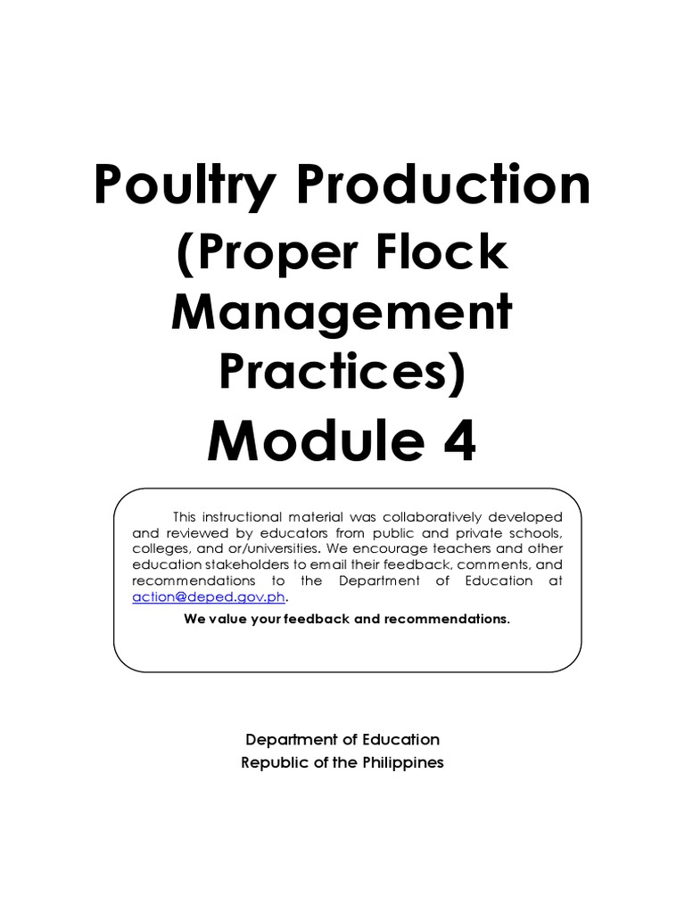 9 TLE - Poultry Production - Module 4 - Proper Flock Mgmt. Practices ...