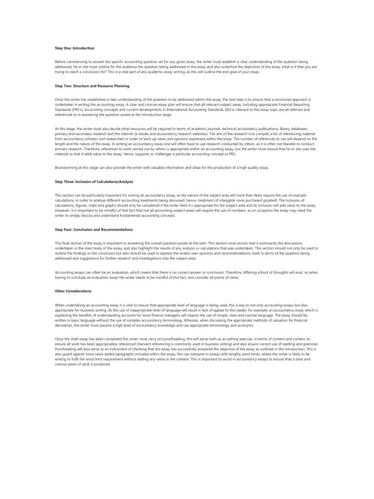 Accounting Essays | PDF | Essays | Accounting