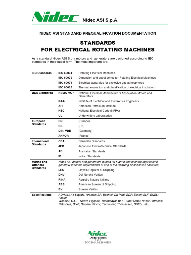 Standards For Electrical Rotating Machines - DOC2014.02.26.01EN | PDF ...