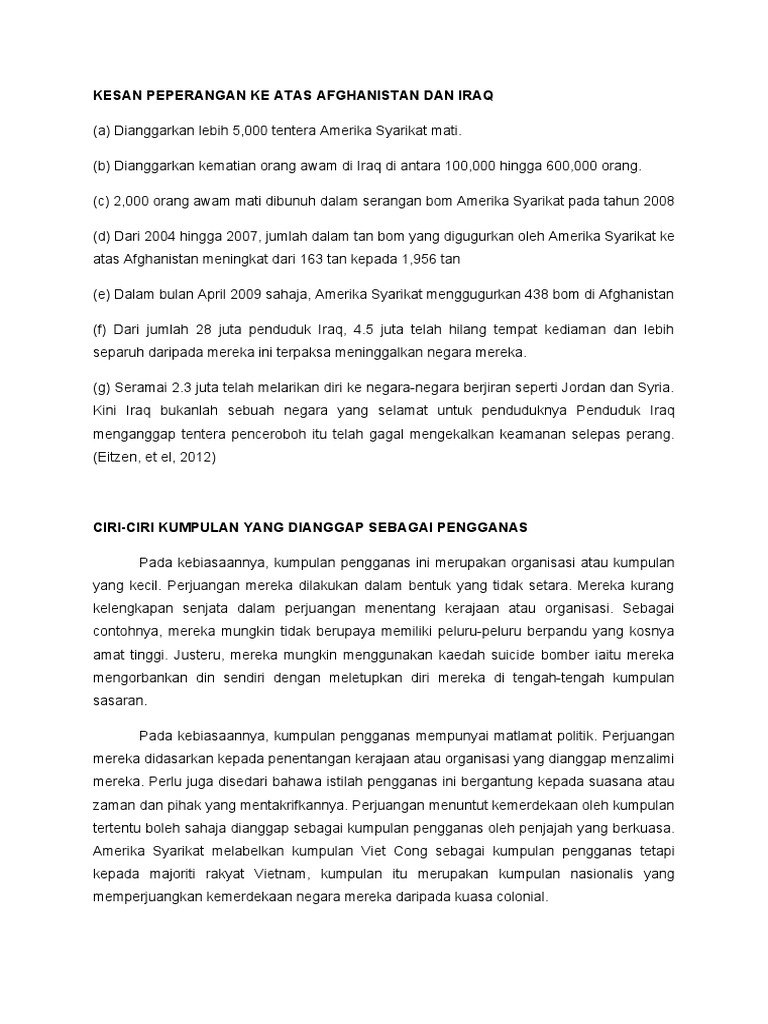 Kesan Peperangan Ke Atas Afghanistan Dan Iraq | PDF