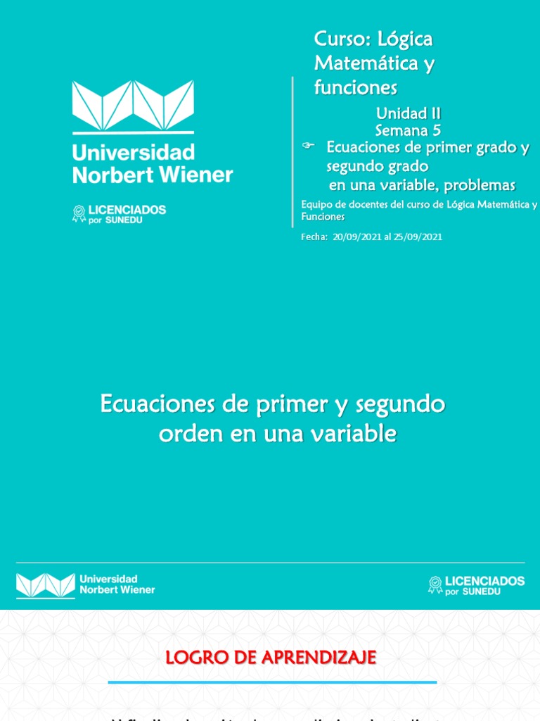 Unidad 2 - Semana 5 - 2021 - 2 | PDF | Ecuaciones | Ecuación cuadrática