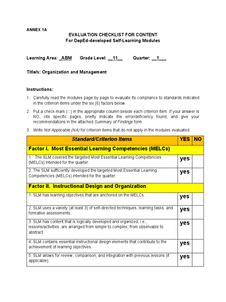 Evaluation Tool For Content - Om | PDF | Educational Assessment | Learning