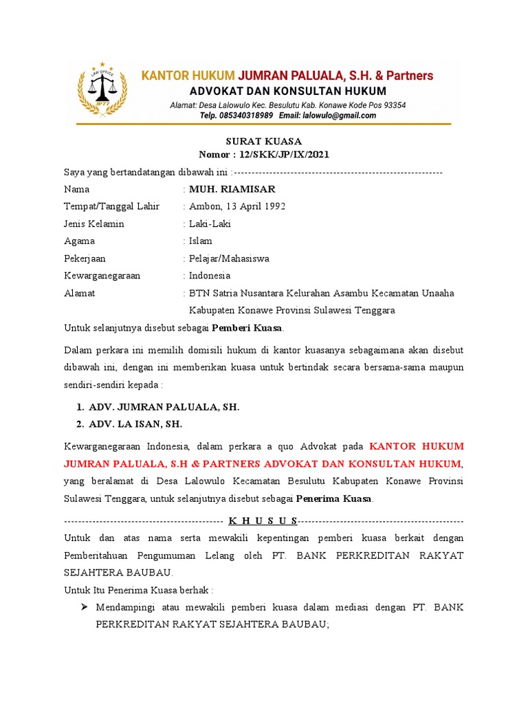 Surat Kuasa Rian | PDF