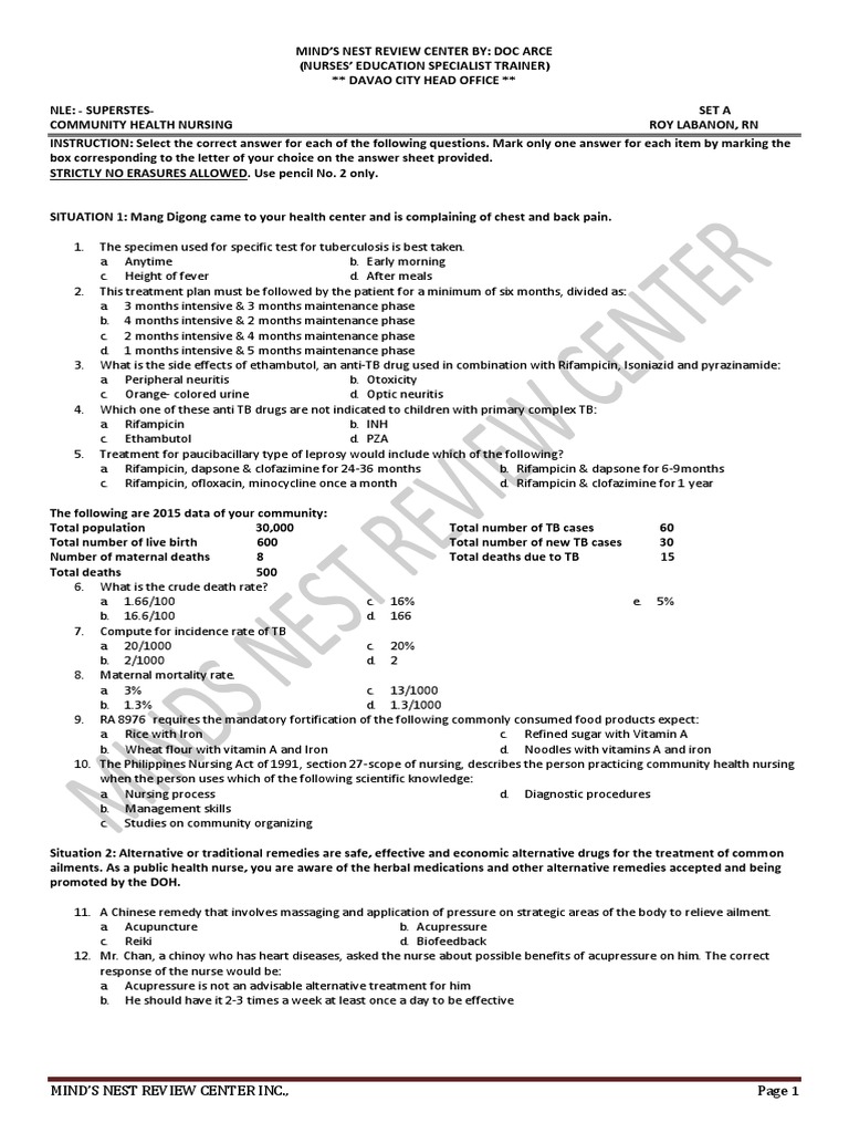 Phase 2 Post Test (CHN 1) | PDF | Health Care | Nursing
