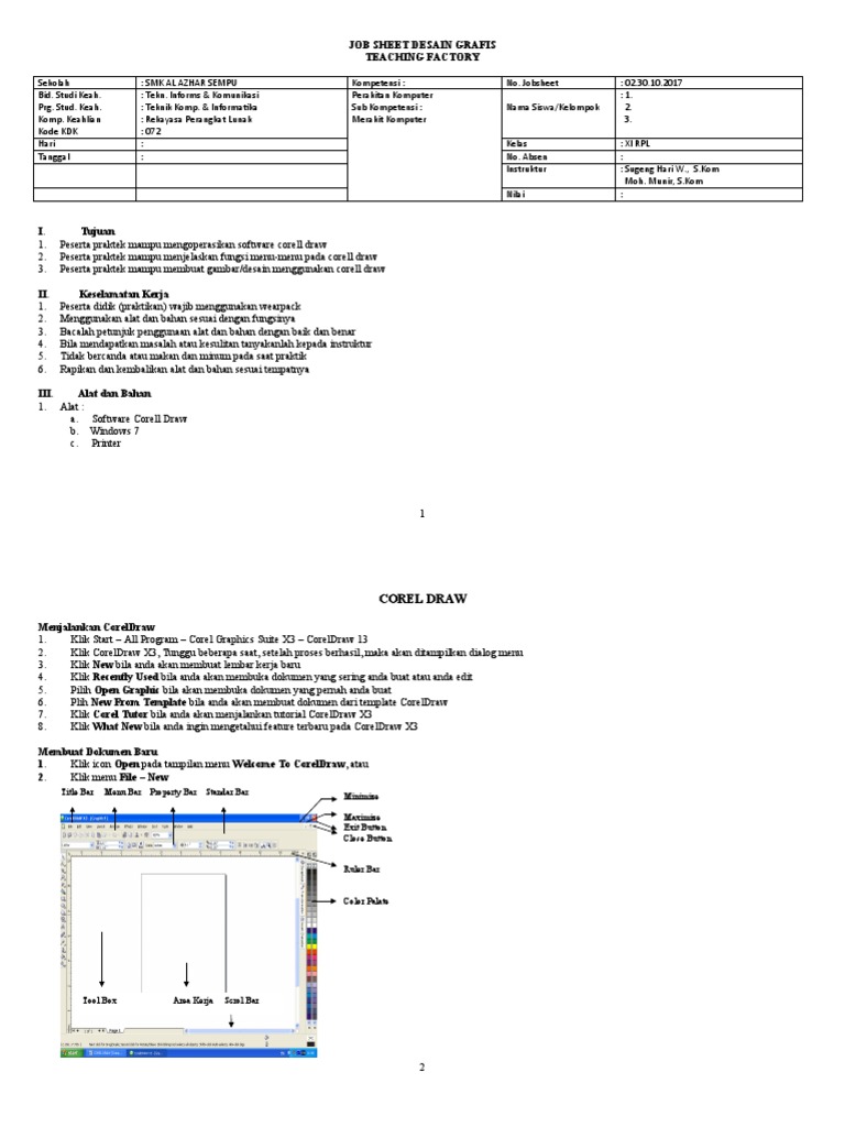 Jobsheet TKJ Kls 10 (Dasar Desain Grafis) | PDF
