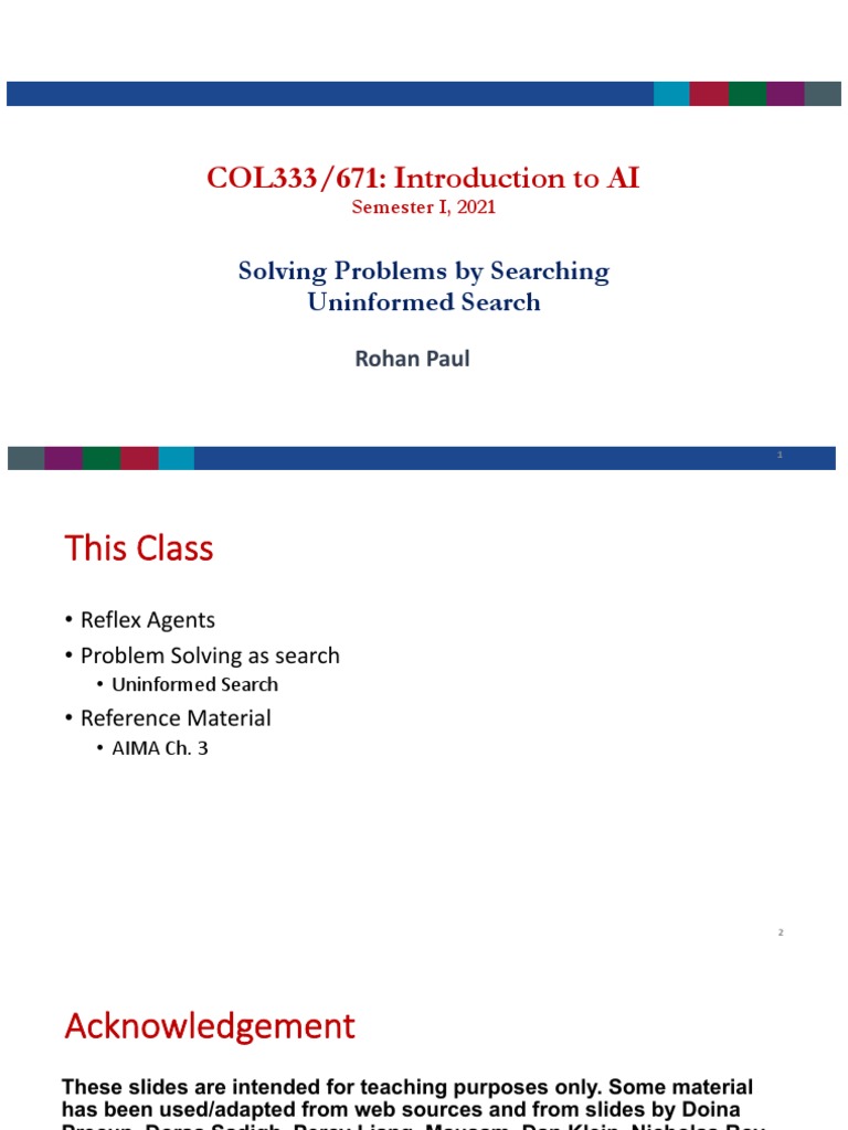 L03 Problem Solving As Search I | PDF | Theoretical Computer Science | Combinatorics
