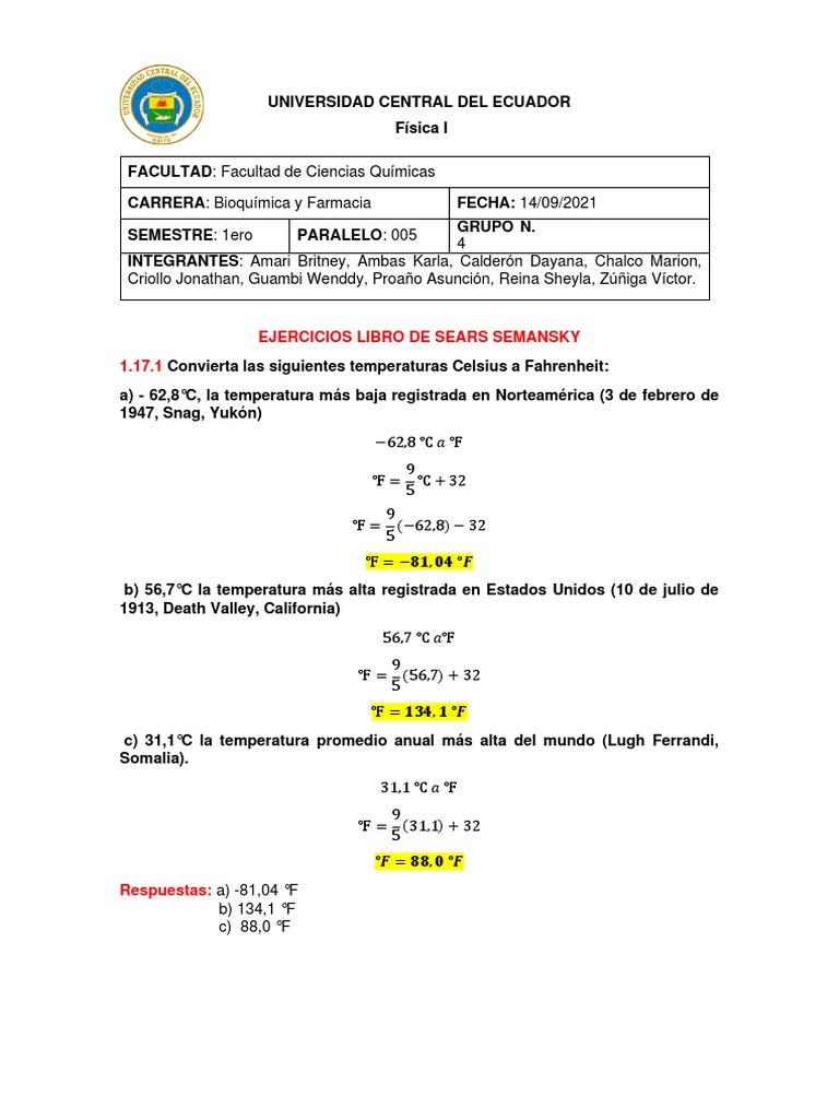 Unidad 4. Ejercicios | PDF | Fahrenheit | Celsius