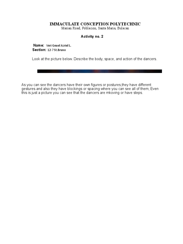 Immaculate Conception Polytechnic: Activity No. 2 Name: Section | PDF