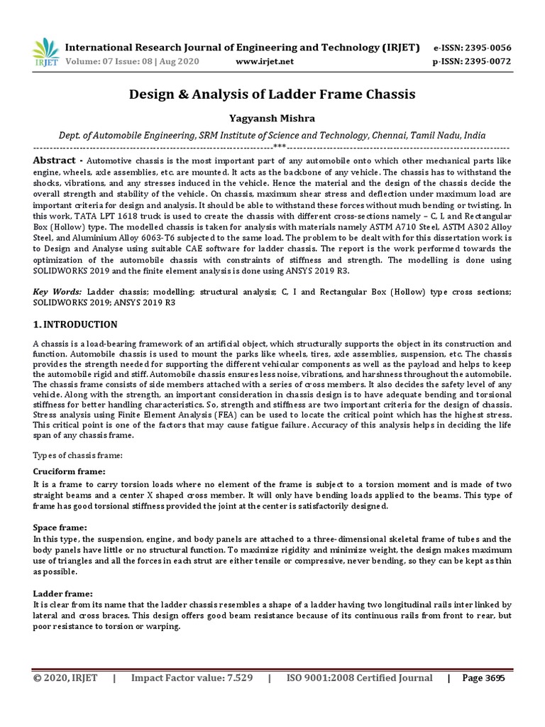 Design and Analysis of A Ladder Frame Chassis | PDF | Strength Of ...