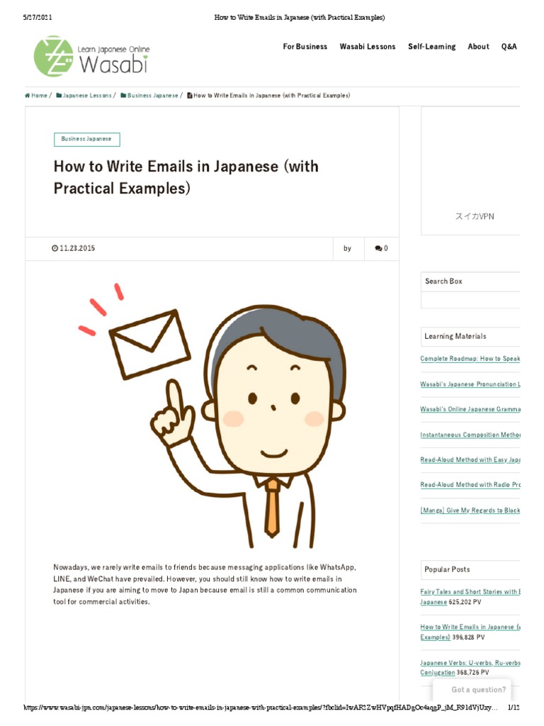 How To Write Emails in Japanese (With Practical Examples) | PDF ...
