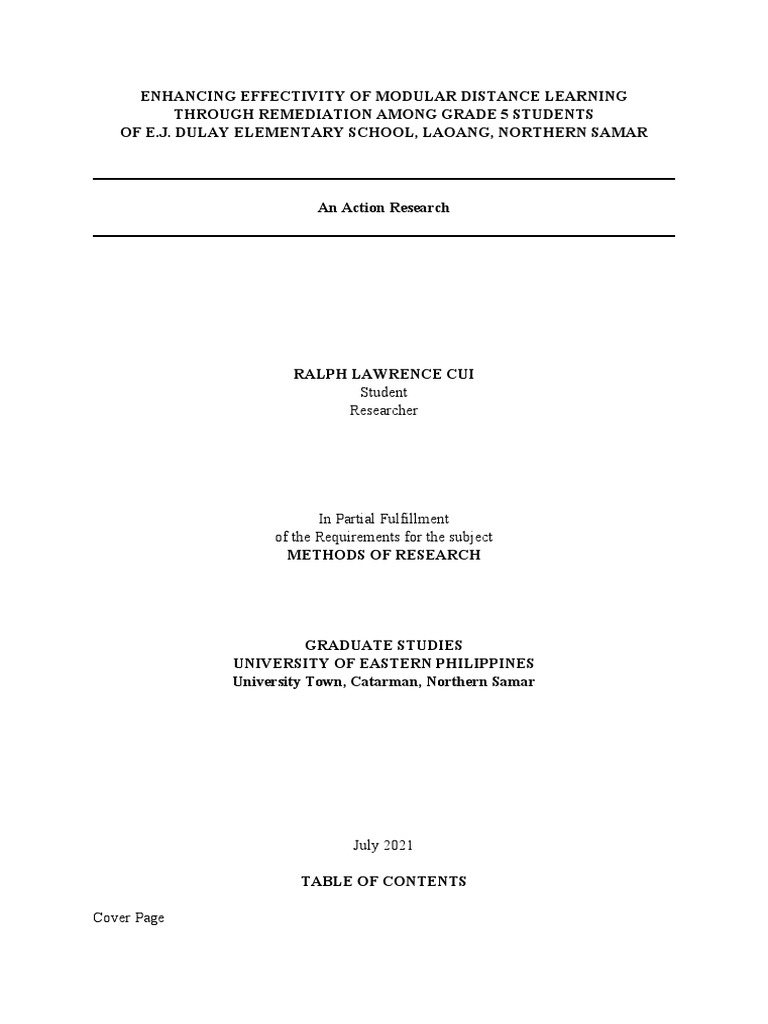 Enhancing Modular Distance Learning Effectiveness | PDF | Distance ...