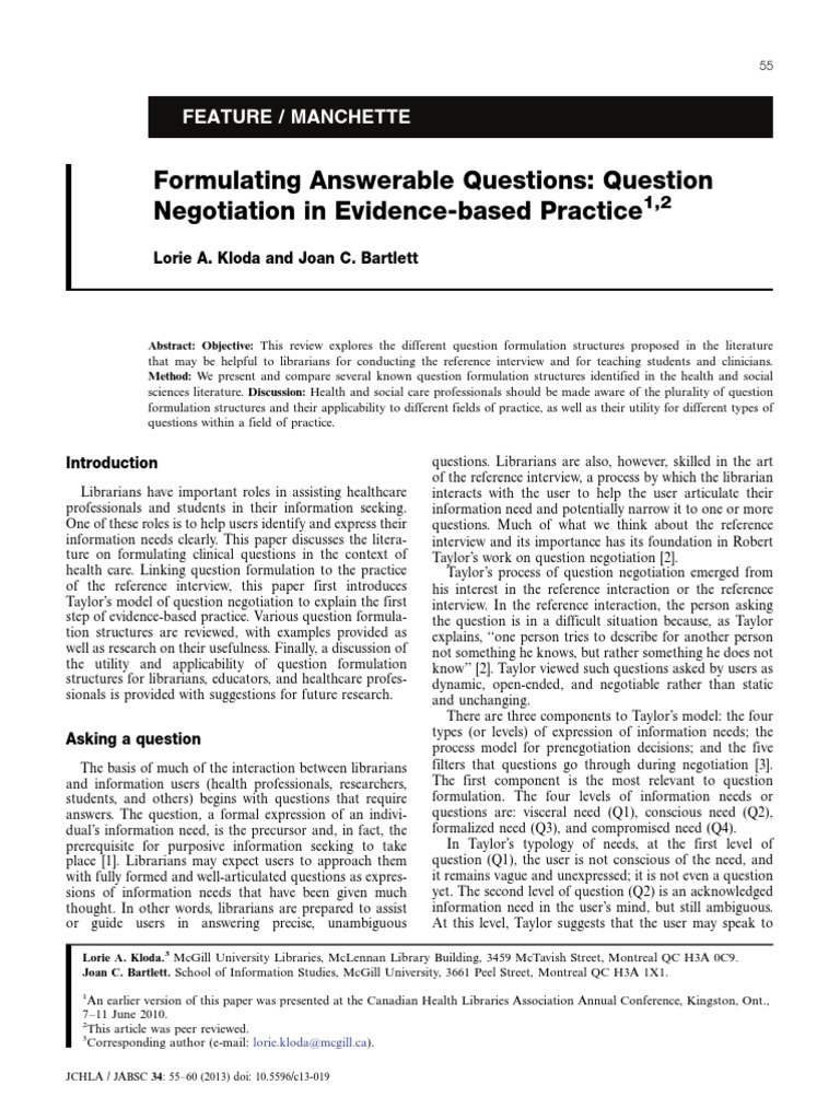 Formulating Answerable Questions: Question Negotiation in Evidence ...