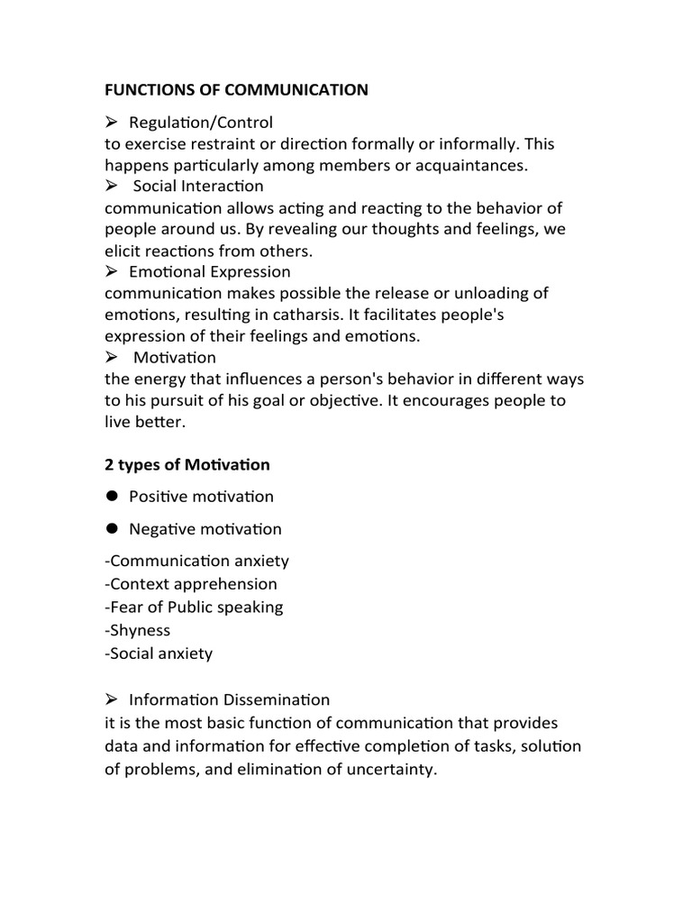 Functions of Communication Explained | PDF