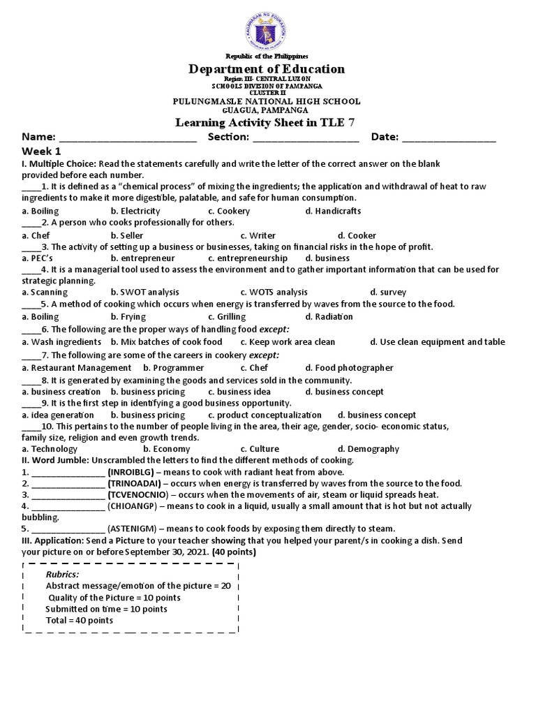 LAS TLE Week 1-3 | PDF