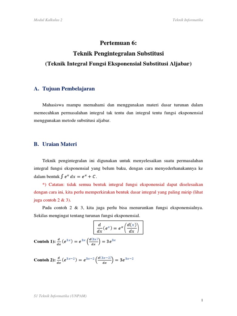 Teknik Substitusi Integral Eksponensial | PDF