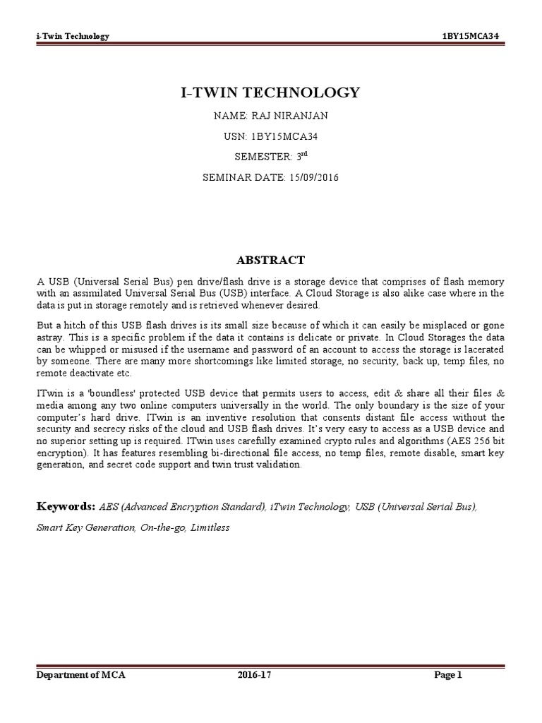 Itwin Seminar | PDF | Usb Flash Drive | Computer File