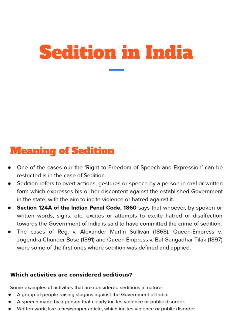 Sedition in India | PDF | Public Law | Crime & Violence
