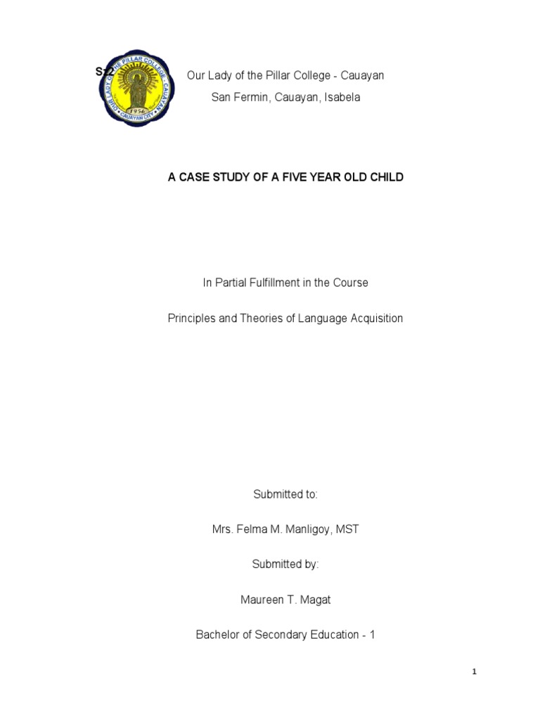 A Case Study of A Five Year Old Child | PDF | Relationships | Child ...