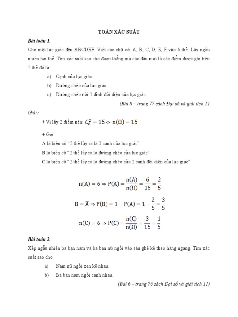 Bai Tap Xac Xuat Lop 11 Co Dap An | PDF