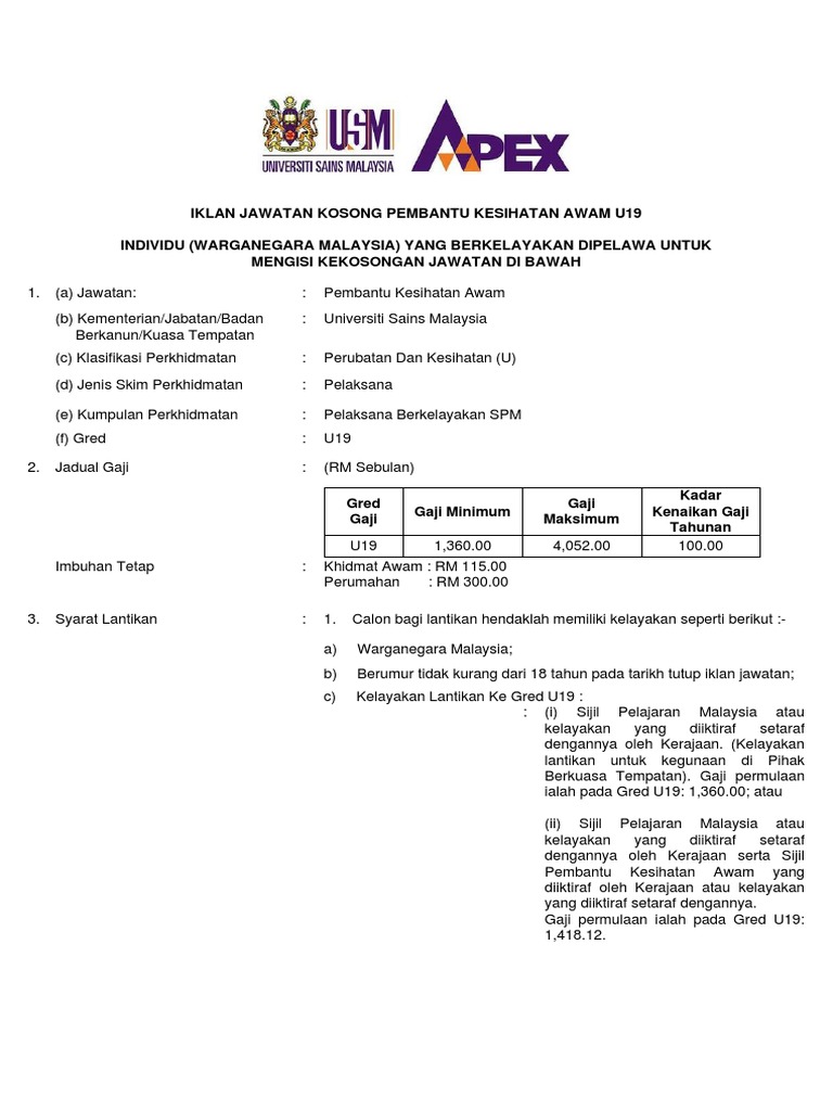 Pembantu Kesihatan Awam U19 | PDF