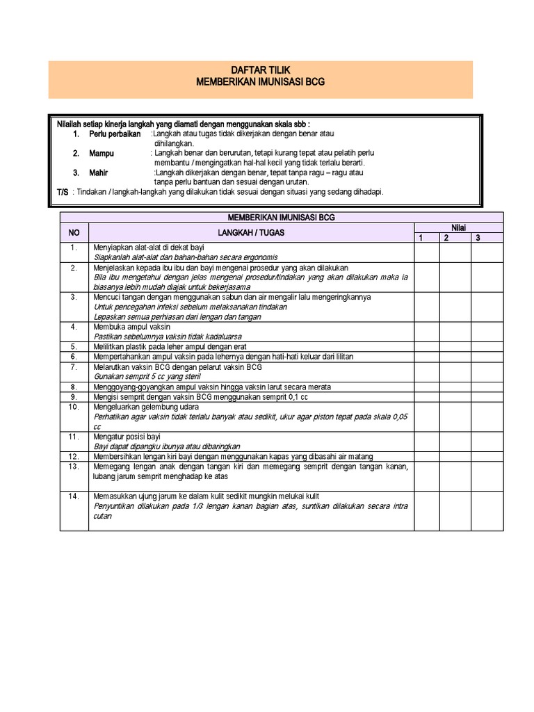 Daftar Tilik Imunisasi Dan SOP DDST | PDF