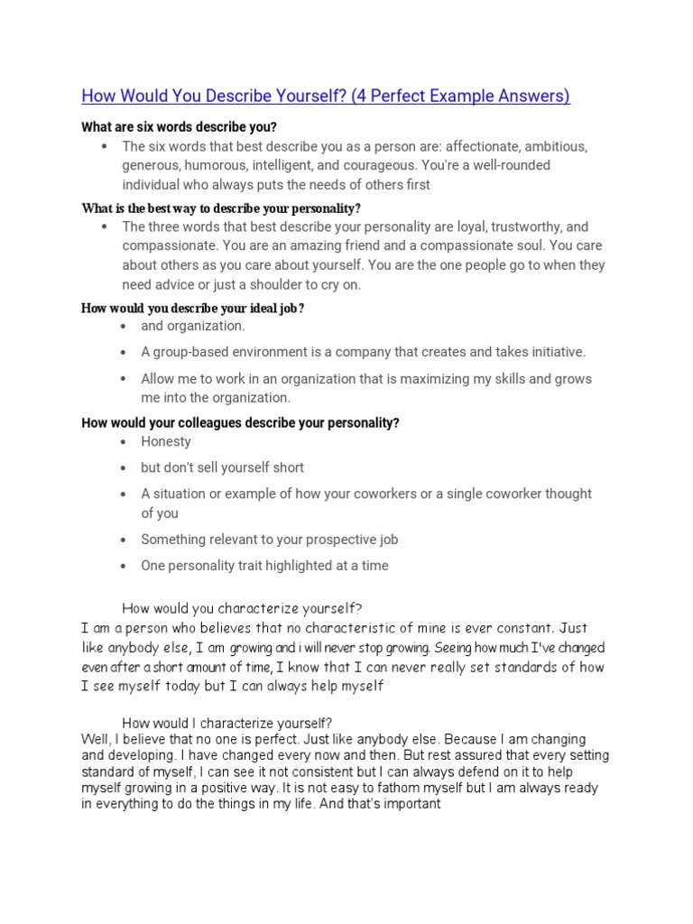How Would You Describe Yourself | PDF | Mind | Self