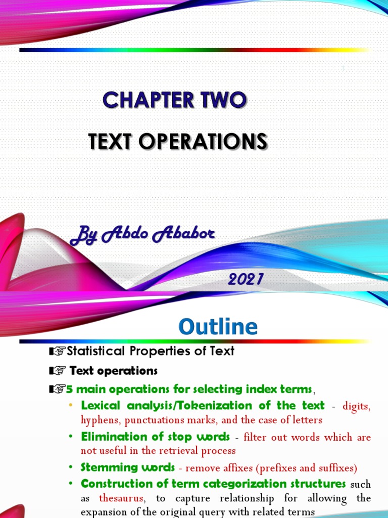 Text Operations 2021 | PDF | Search Engine Indexing | Morphology ...