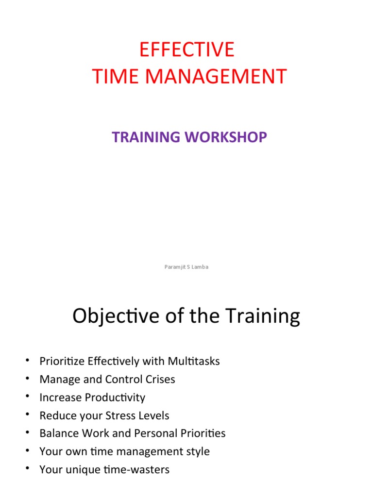 Effective Time Management: Training Workshop | Download Free PDF ...