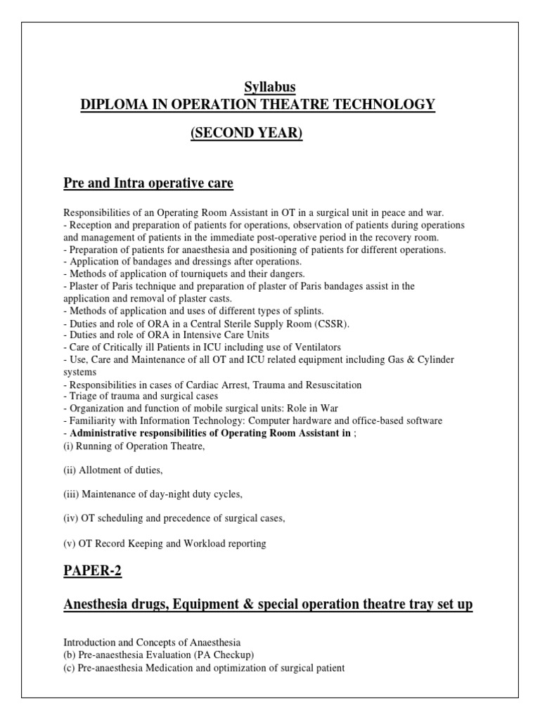 Dott 2nd Year Syllabus - Theory | PDF | Surgery | Anesthesia