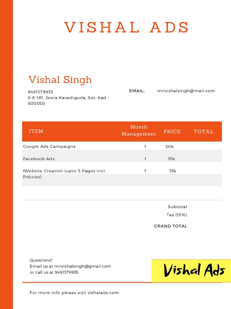 Vishal Ads Invoice | PDF