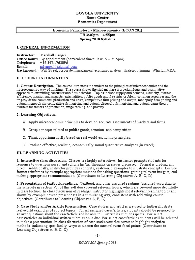 Econ 201 | PDF | Microeconomics | Economics