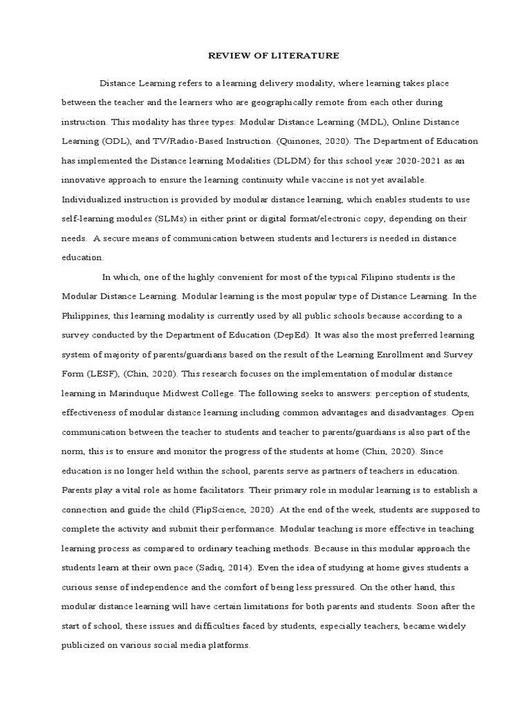 Review of Related Literature | PDF | Distance Education | Learning