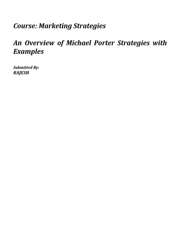 Course: Marketing Strategies An Overview of Michael Porter Strategies With Examples | PDF ...