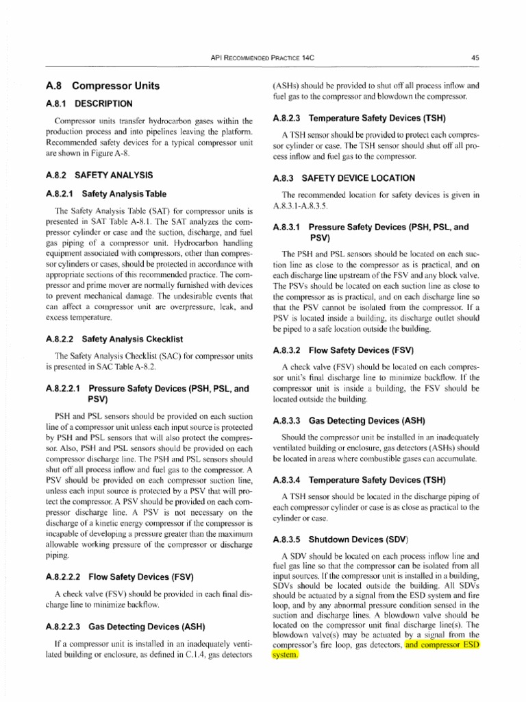 Pages From API 14c 2001 About Compressor Blowdown | PDF | Valve | Gases