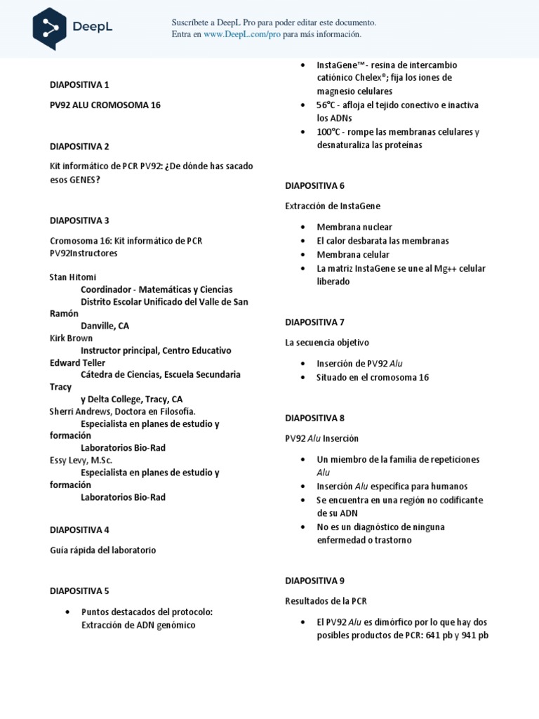 Pv92 Alu Cromosoma 16 - Esp | PDF | Reacción en cadena de la polimerasa ...