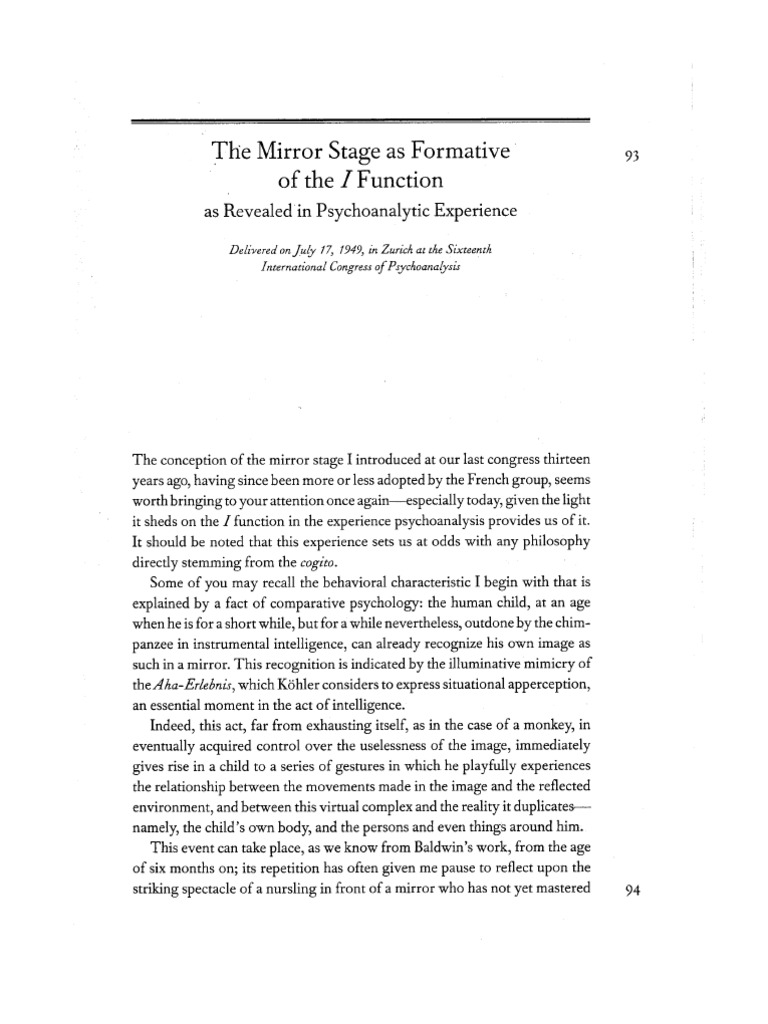Lacan Mirror Stage | PDF