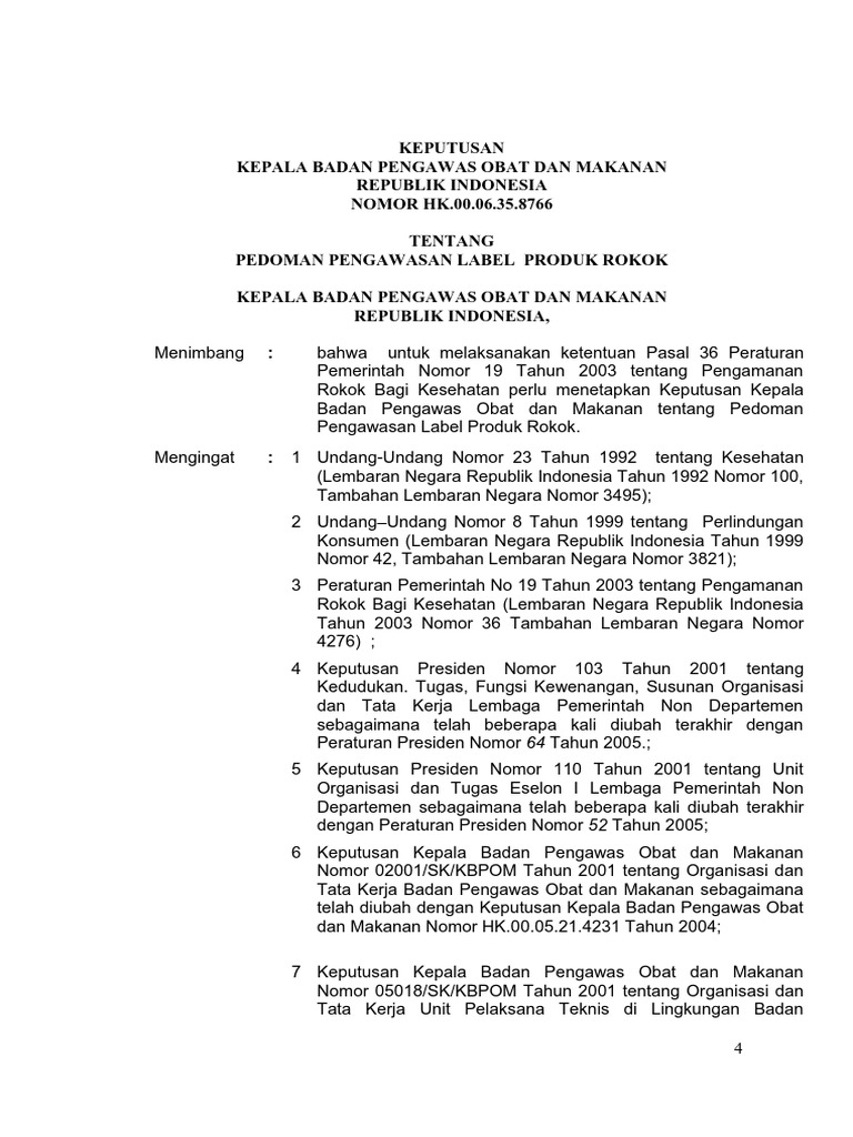 Pedoman Pengawasan Label Produk Rokok | PDF