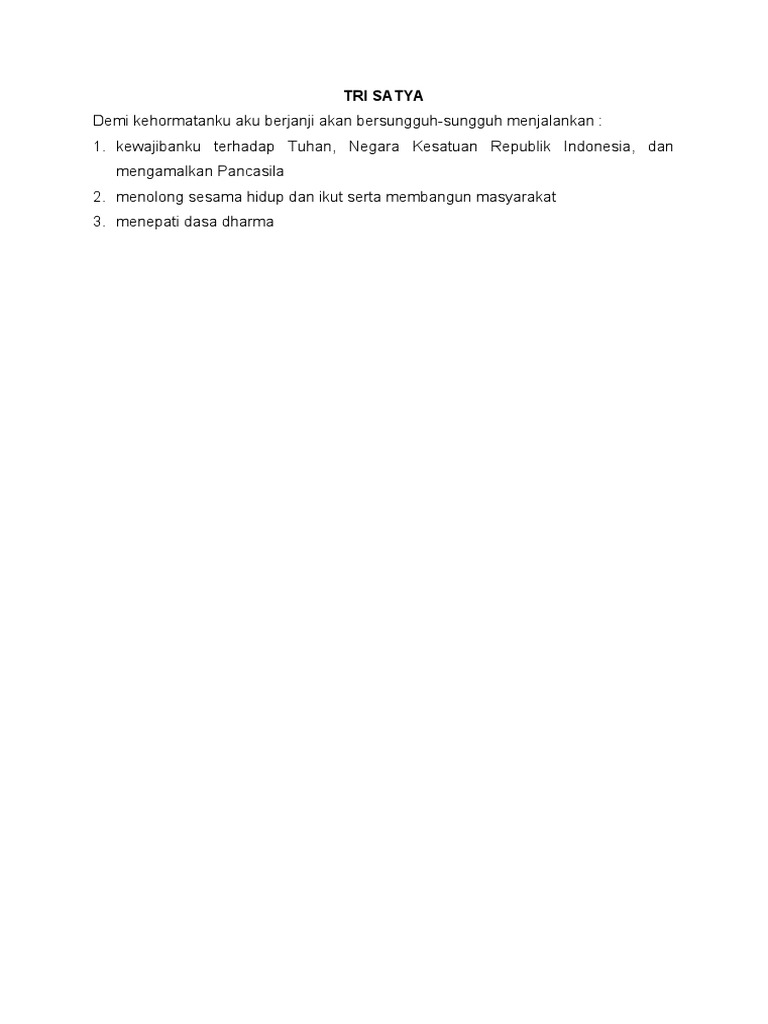 Tri Satya Pramuka: Janji dan Dasa Dharma | PDF