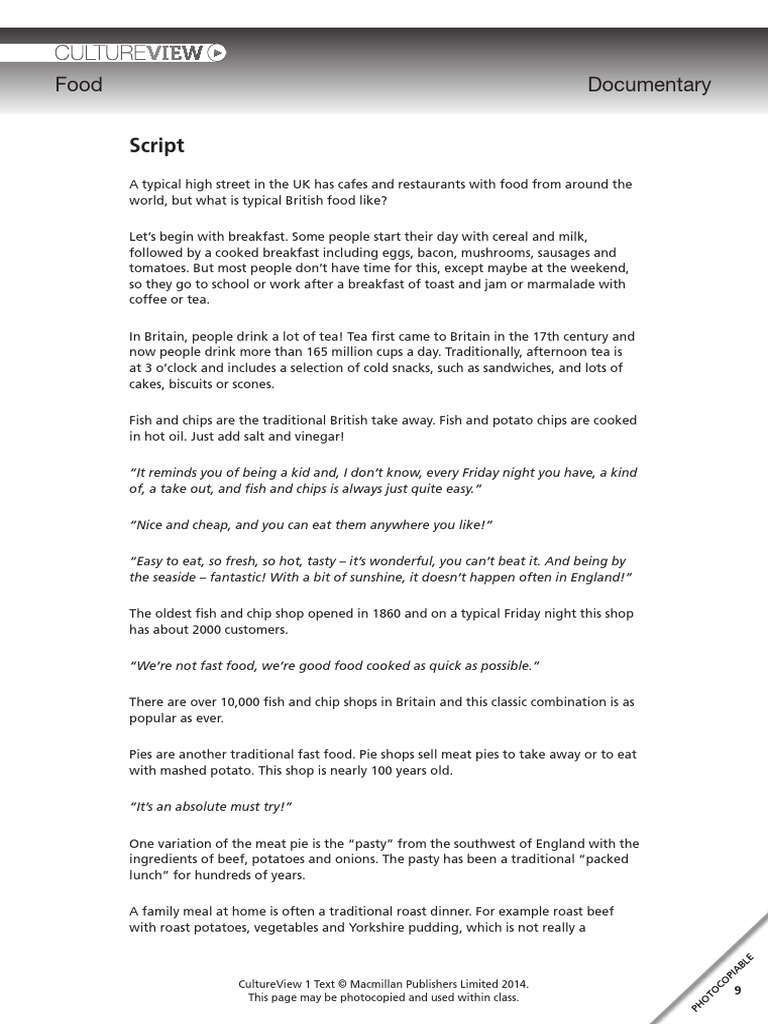 Script: Food Documentary | PDF | Meal | Foods