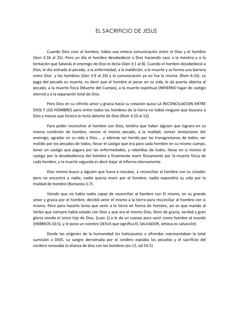 El Sacrificio De Jesus Pdf Pecado Salvación