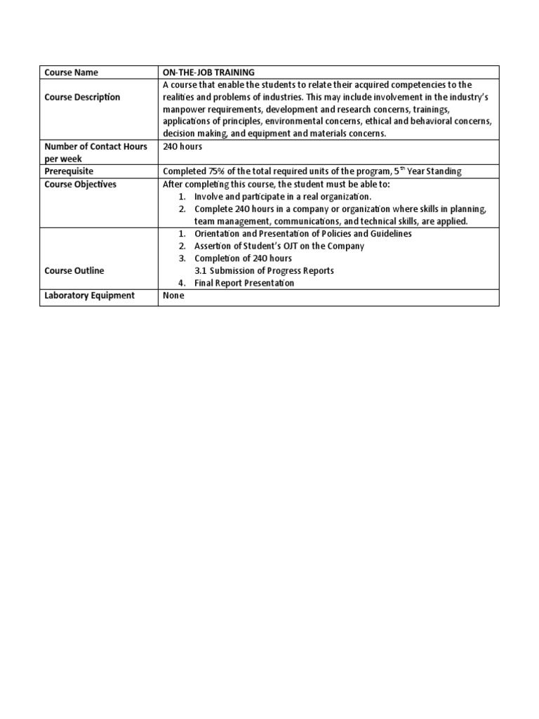 On The Job Training | PDF