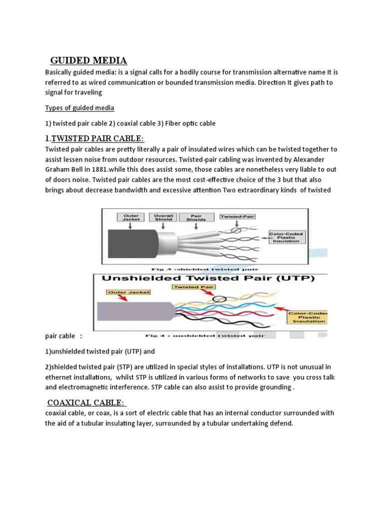 Guided Media: 1.twisted Pair Cable | PDF