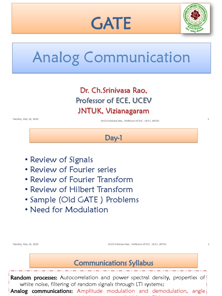 Analog Communication: Dr. CH - Srinivasa Rao, JNTUK, Vizianagaram | PDF | Discrete Time And ...