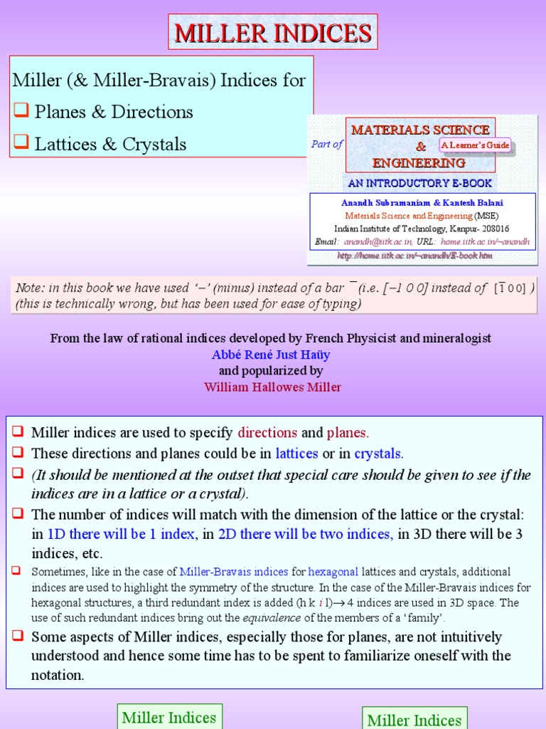 Chapter 3b Miller Indices | PDF | Crystal Structure | Condensed Matter ...