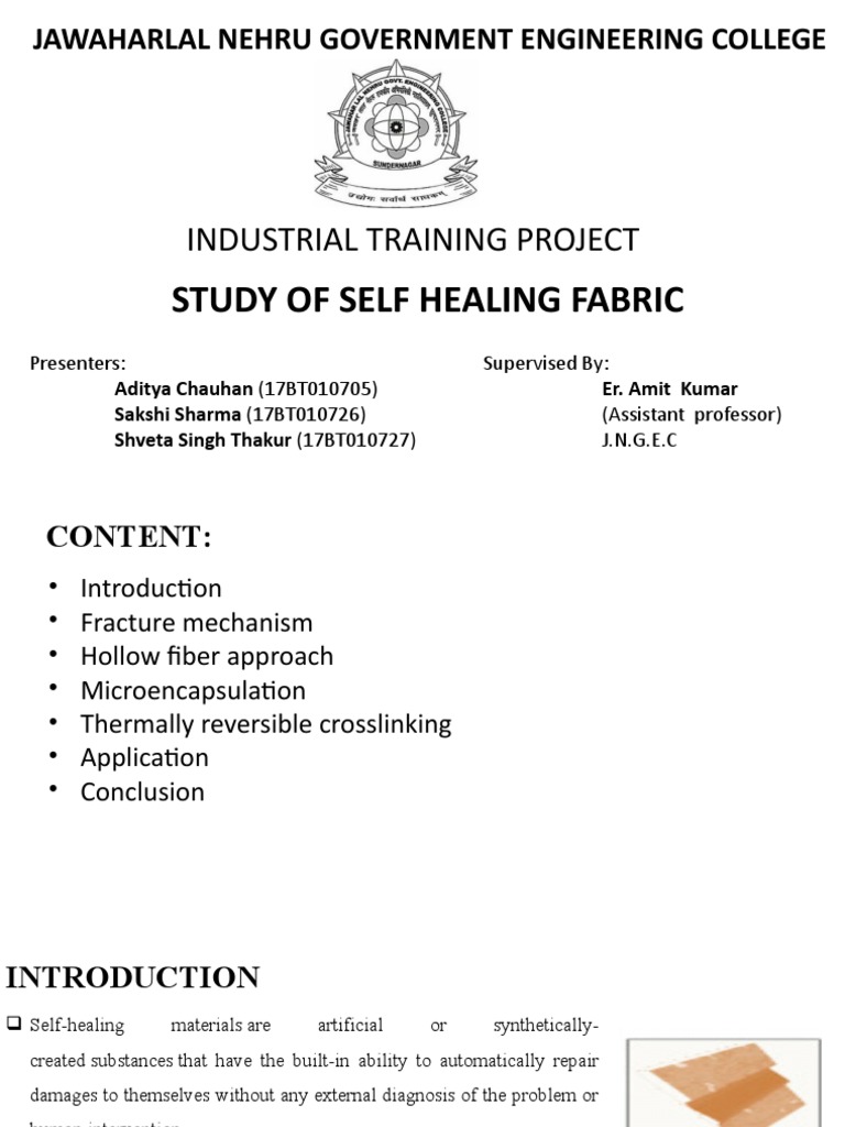 Self Healing Fabric | PDF | Cross Link | Applied And Interdisciplinary ...