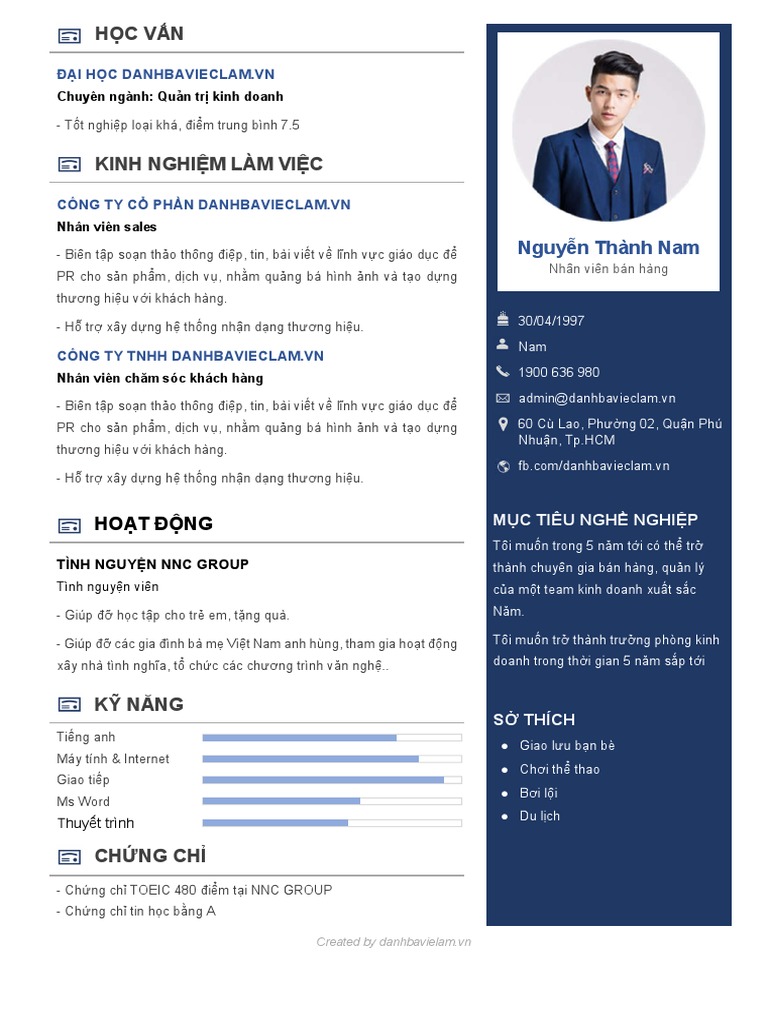 02 Blue CV Dep Danhbavieclam - VN | PDF