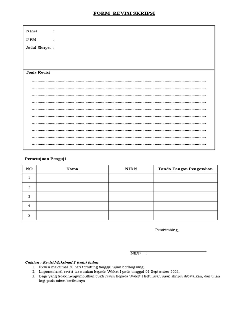 Form Revisi Skripsi | PDF
